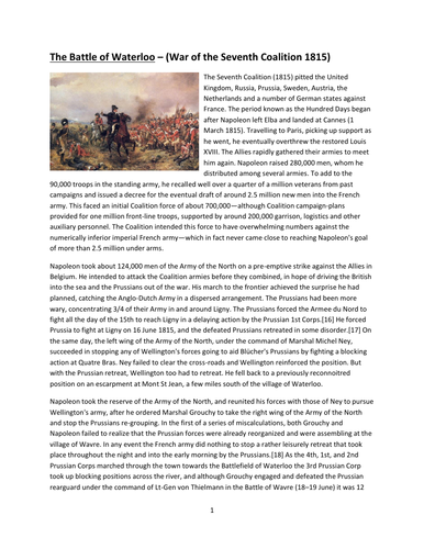 The Battle of Waterloo - Full Lesson | Teaching Resources