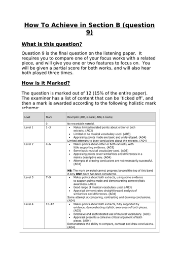 Edexcel GCSE Music Revision - how to achieve in section B | Teaching ...