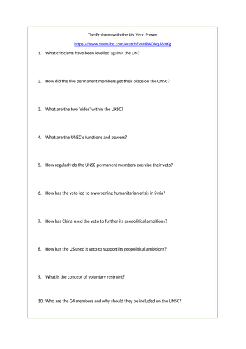 Component 3: Global Politics - Global governance: political - Key UN ...