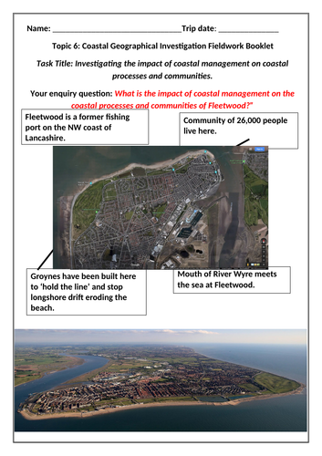Edexcel B GCSE Geography 9-1 Coastal fieldwork pack | Teaching Resources