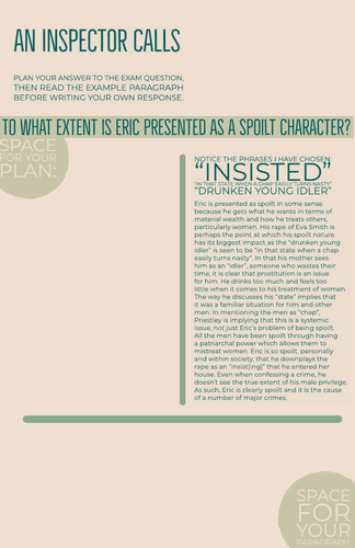 An Inspector Calls: Example Essay Question and Response (Home School ...