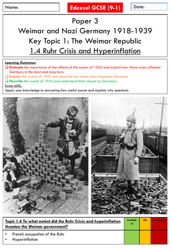 GCSE Germany | Ruhr Crisis and Hyperinflation | Teaching Resources