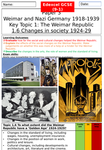 GCSE Germany | Weimar Republic Golden Age | Teaching Resources