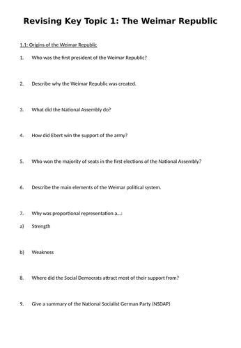 GCSE: Weimar Republic BUNDLE | Teaching Resources