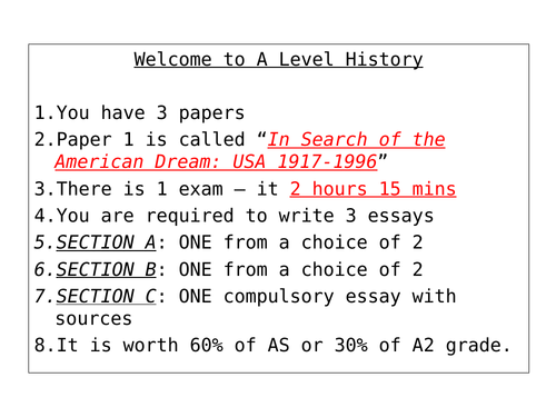 Topic 1: In search of the American Dream (Edexcel History A Level ...