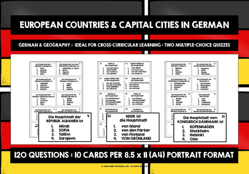 GERMAN EUROPE COUNTRIES & CAPITALS MULTIPLE-CHOICE QUIZZES | Teaching ...