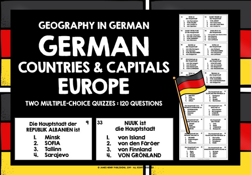 GERMAN EUROPE COUNTRIES & CAPITALS MULTIPLE-CHOICE QUIZZES | Teaching ...