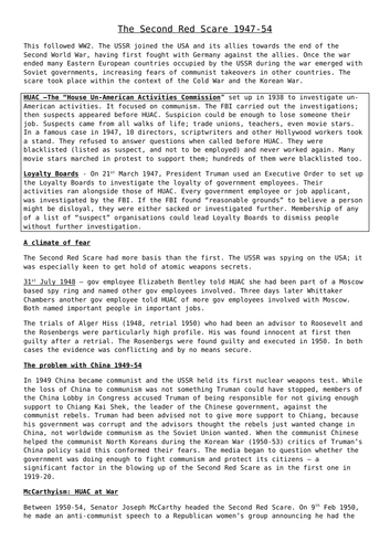 Lesson 8 - Second Red Scare - USA - Edexcel - A Level | Teaching Resources
