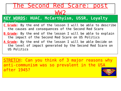 Lesson 8 - Second Red Scare - USA - Edexcel - A Level | Teaching Resources