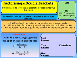 Factorising Double Brackets by IanBrennan | Teaching Resources