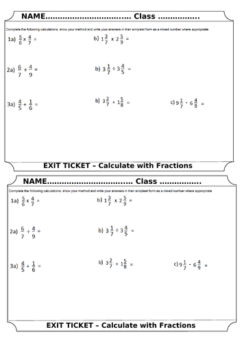 More Exit Tickets for various maths topics | Teaching Resources
