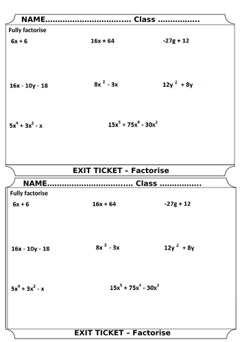 More Exit Tickets for various maths topics | Teaching Resources