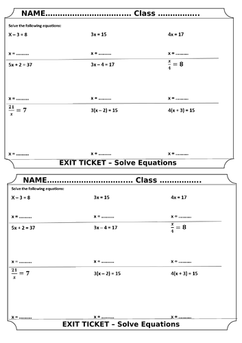 More Exit Tickets for various maths topics | Teaching Resources