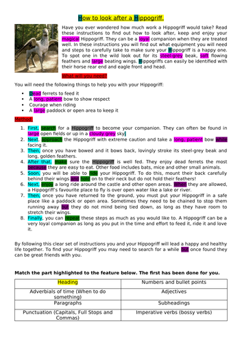 Fantastic Beasts Instruction Writing | Teaching Resources