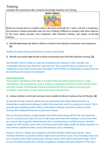 GCSE Business (9-1): Knowledge Organiser & follow-up tests for TRAINING ...