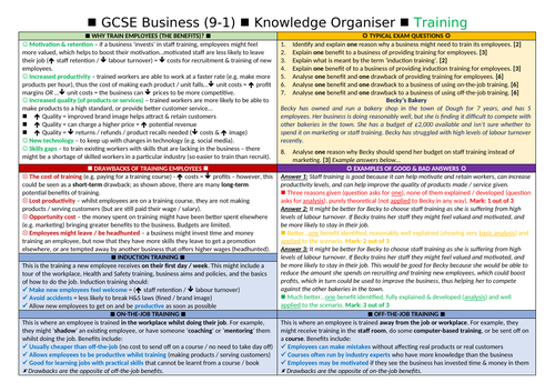 GCSE Business (9-1): Knowledge Organiser & follow-up tests for TRAINING ...