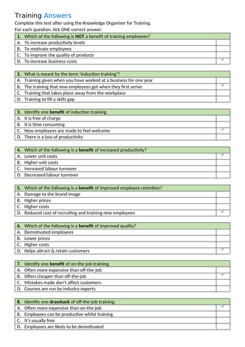 GCSE Business (9-1): Knowledge Organiser & follow-up tests for TRAINING ...