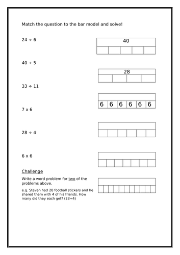 Division using bar models | Teaching Resources
