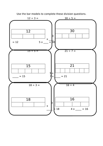 Division using bar models | Teaching Resources