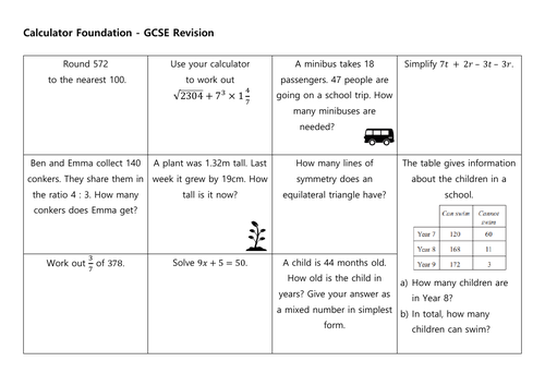 GCSE Calculator Revision Mats Set 3: Higher and Foundation | Teaching ...