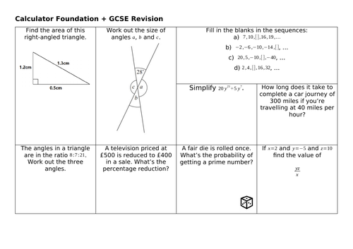 GCSE Calculator Revision Mats Set 3: Higher and Foundation | Teaching ...
