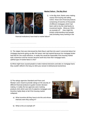 Market failure worksheet The Big Short #financialmarkets #marketfailure ...