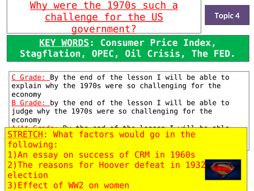 Lesson 3 - economics in the 1970s USA | Teaching Resources