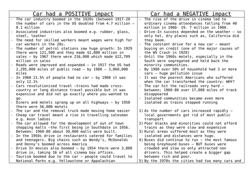 Lesson 8 - The impact of the car and air travel on the USA | Teaching ...