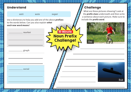 Noun Prefixes – Y3 SPaG Challenge Mat | Teaching Resources