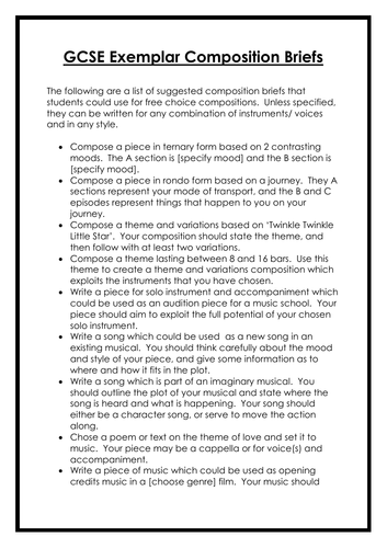 Gcse Music Free Composition Plan Teaching Resources - vrogue.co Gcse Music Free Composition Plan Teaching Resources - vrogue.co