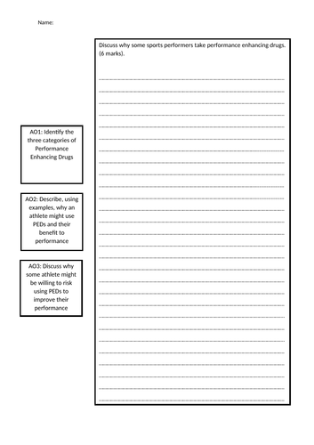 GCSE PE Performance enchancing drugs exam question | Teaching Resources