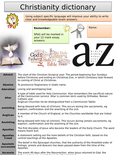 Christianity vocabulary booklet. | Teaching Resources
