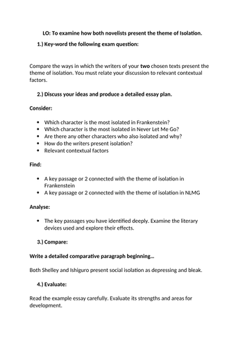 Compare Frankenstein and Never Let Me Go | Teaching Resources