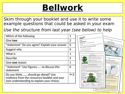 AQA Geography GCSE Paper 3 Pre-Release Revision 6 and 9 Mark Questions ...