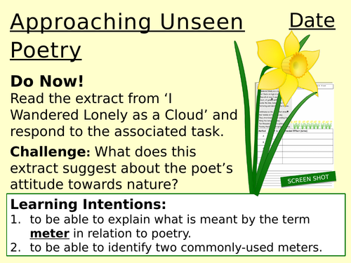 Unseen Poetry Lesson 3 | Teaching Resources
