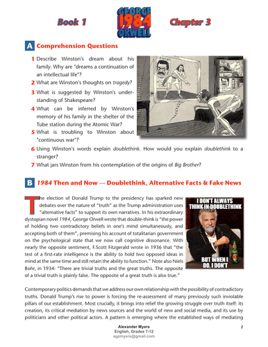 George Orwell - 1984 - Book 1, Ch. 3: Doublethink (IGCSE WORKSHEETS ...