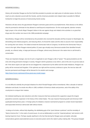 Lesson 1 - introduction to Reagan and Reaganomics | Teaching Resources