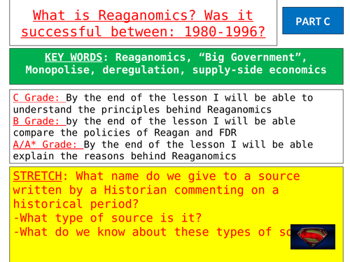 Lesson 1 - introduction to Reagan and Reaganomics | Teaching Resources