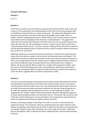 Example Answers for AQA GCSE Papers | Teaching Resources