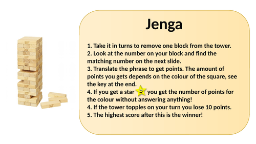 Jenga Vocabulary Revision Game | Teaching Resources