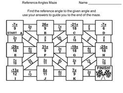 Reference Angles Activity: Math Maze | Teaching Resources