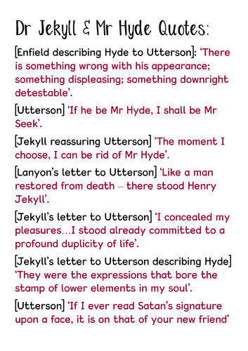 English Literature: Dr Jekyll and Mr Hyde Quotes | Teaching Resources English Literature: Dr Jekyll and Mr Hyde Quotes | Teaching Resources