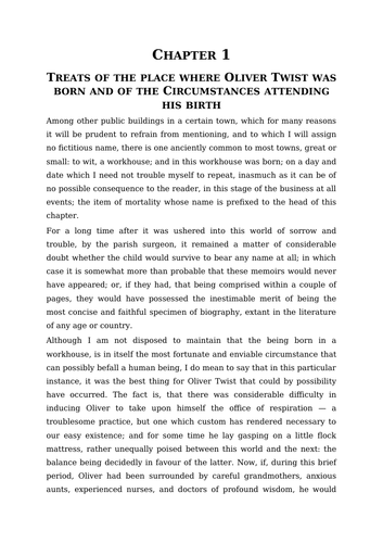 Differentiated comprehension of opening of Oliver Twist | Teaching Resources