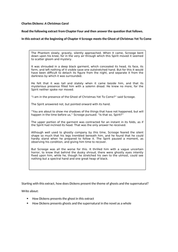 A Christmas Carol - AQA English Literature Sample Questions | Teaching ...
