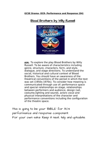 Blood Brothers GCSE Drama- OCR- Performance and Response (04 ...