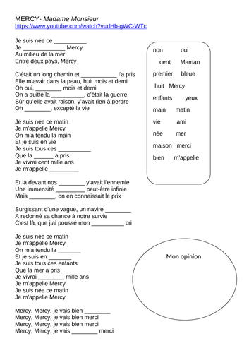 Mercy- Madame Monsieur- Eurovision song | Teaching Resources