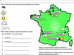 French Worksheets: Weather (simple) | Teaching Resources