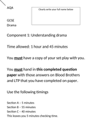 AQA GCSE Drama invented full written paper with Blood Brothers Section ...