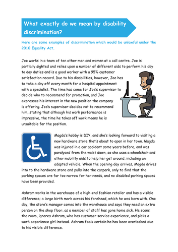 Disability Discrimination+ The Equality Act (MACS Charity Lesson ...