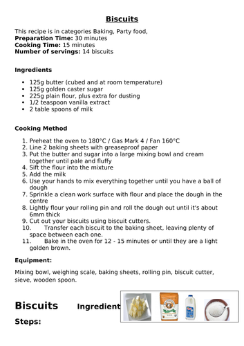 Easy recipes with pictures | Teaching Resources